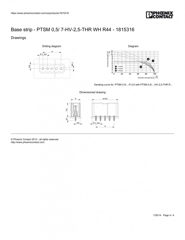 Phoenix Contact 1815316 dimensioned drawing
