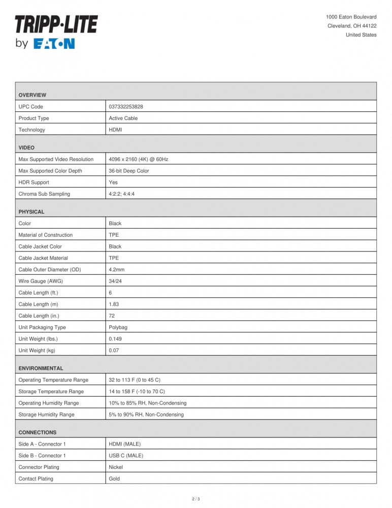 U444-006-HDR4BE technical document page 2