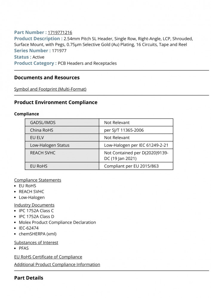 Technical document image 1 for MOLEX 1719771216