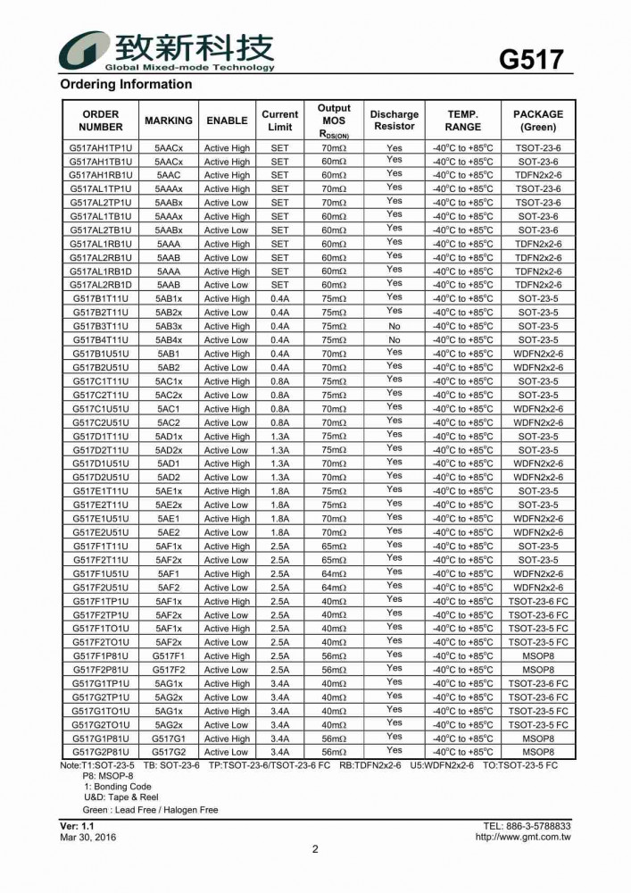 GMT G517 datasheet page 2