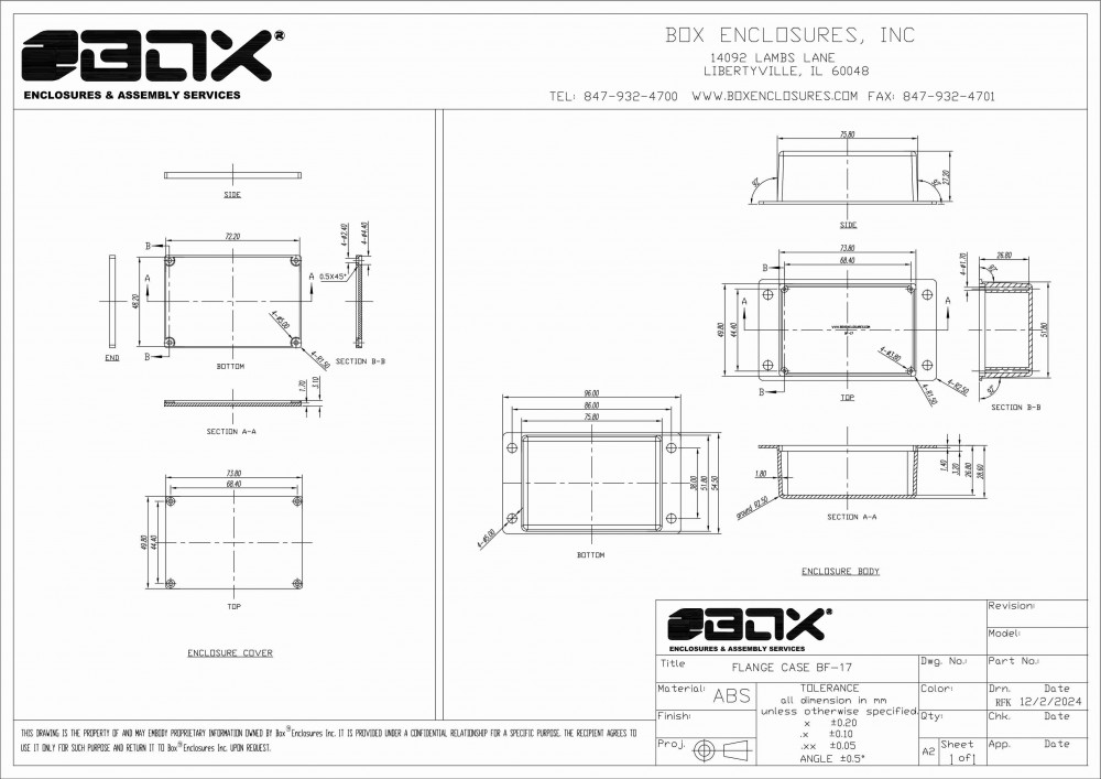 BF-17 flange case technical drawing