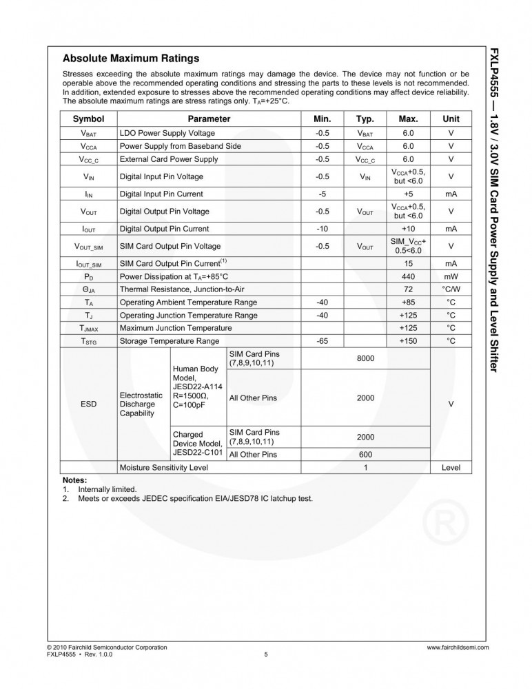FXLP4555 datasheet page 6