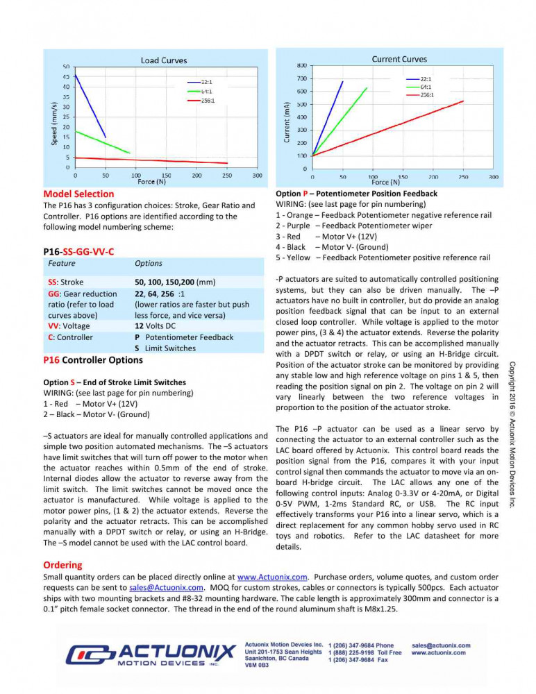 P16 actuator technical document, page 2