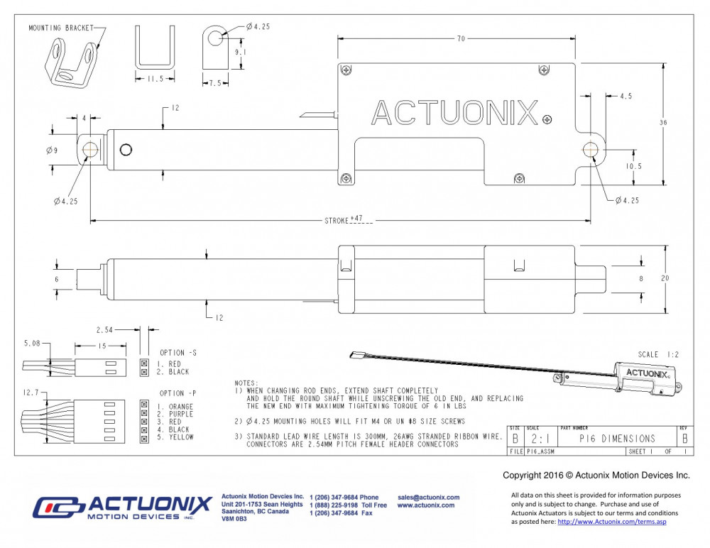 P16 actuator technical document, page 3