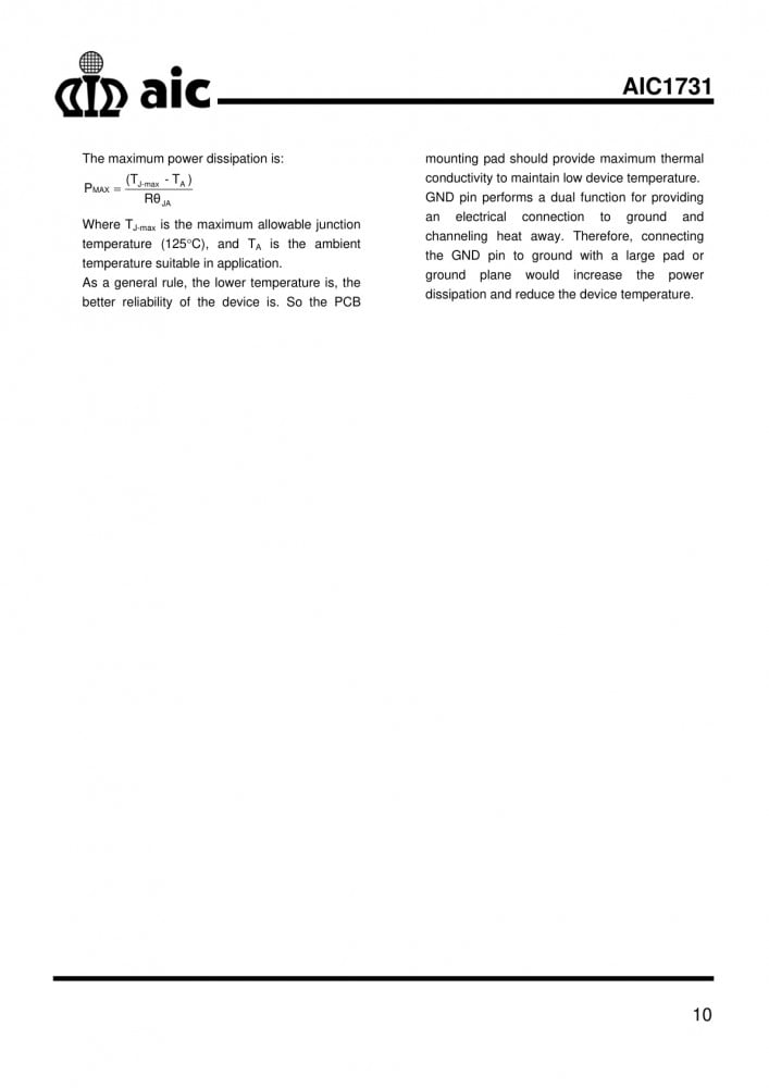 AIC1731 datasheet page 10