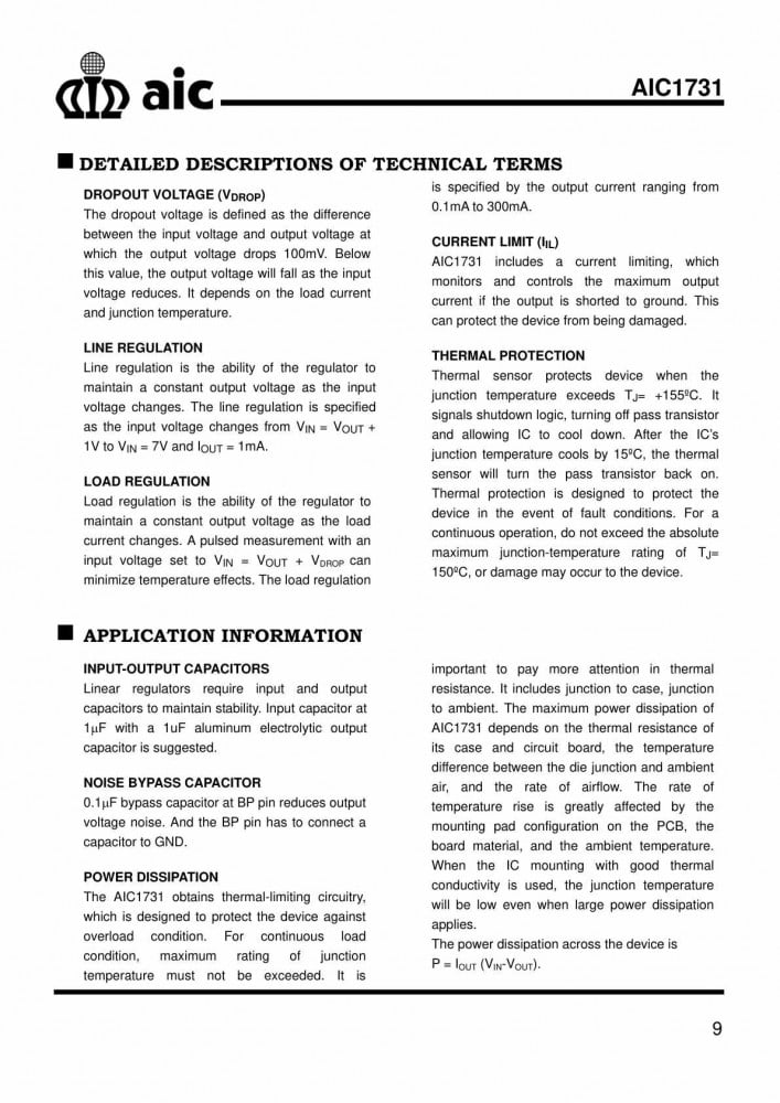 AIC1731 datasheet page 9