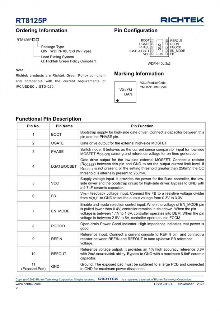 RT8125P datasheet page 2