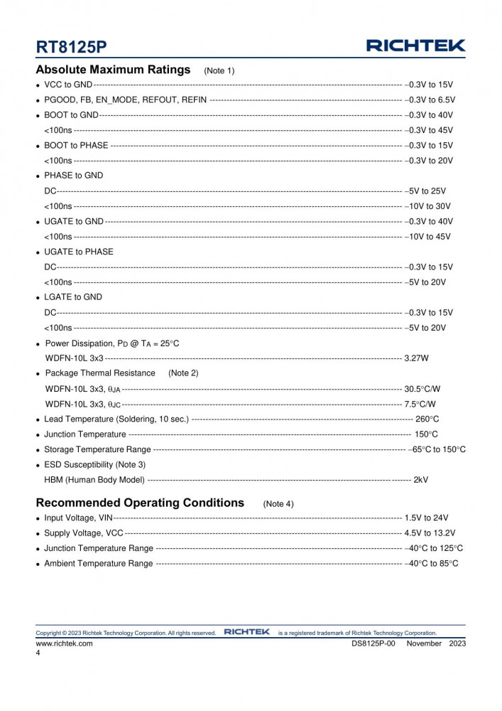 RT8125P datasheet page 4