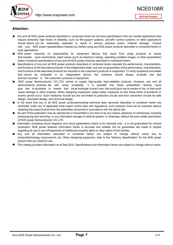NCE0106R datasheet page 7