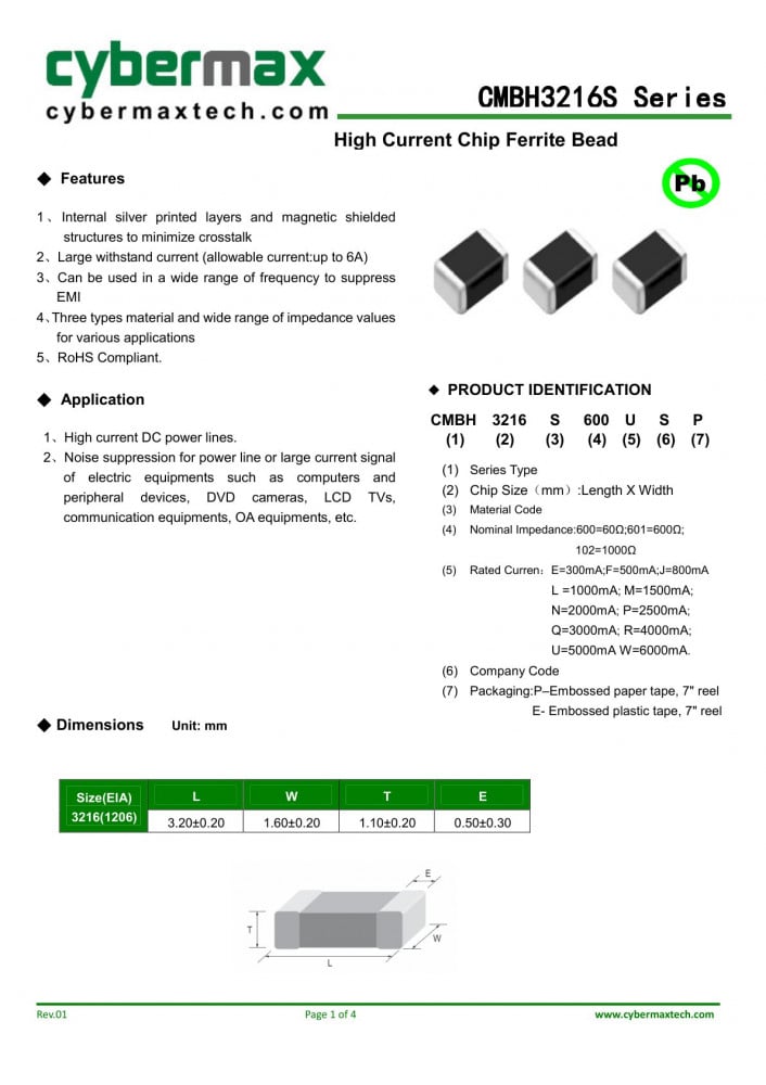 Cybermax CMBH3216 datasheet page 1