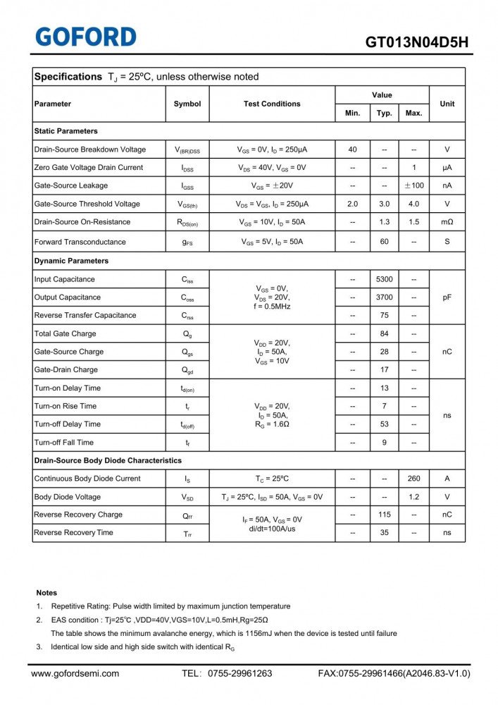 GT013N04D5H datasheet page 2