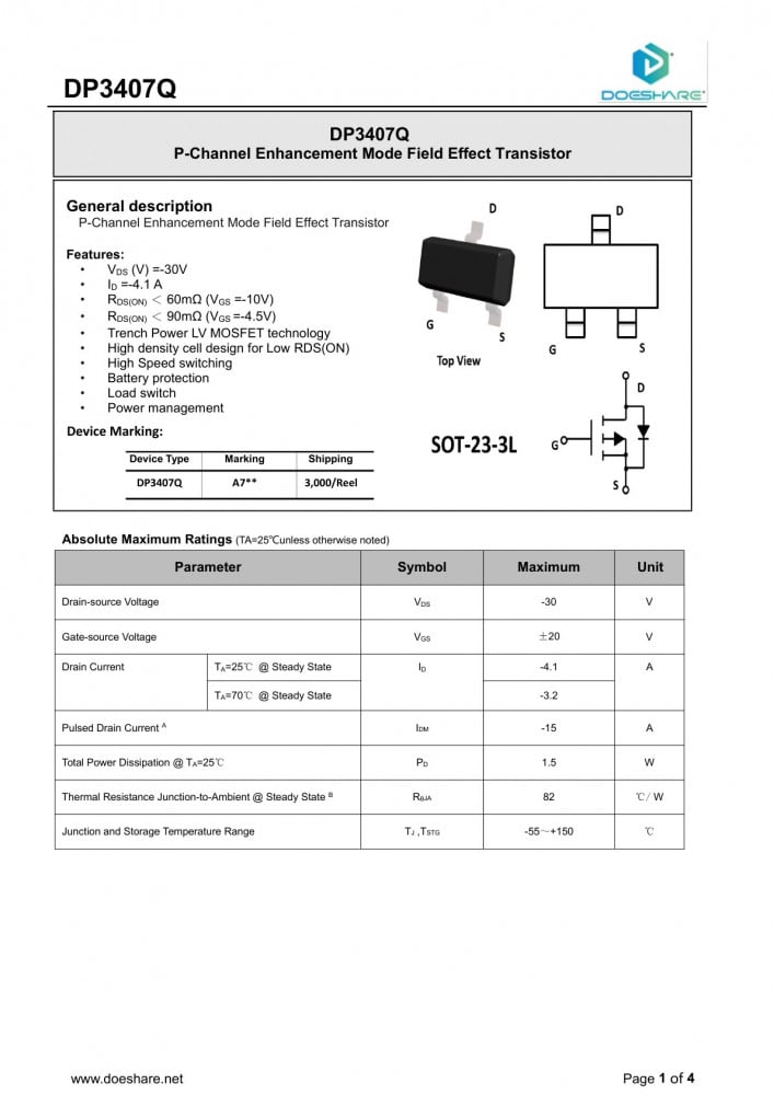 DP3407Q datasheet page 1