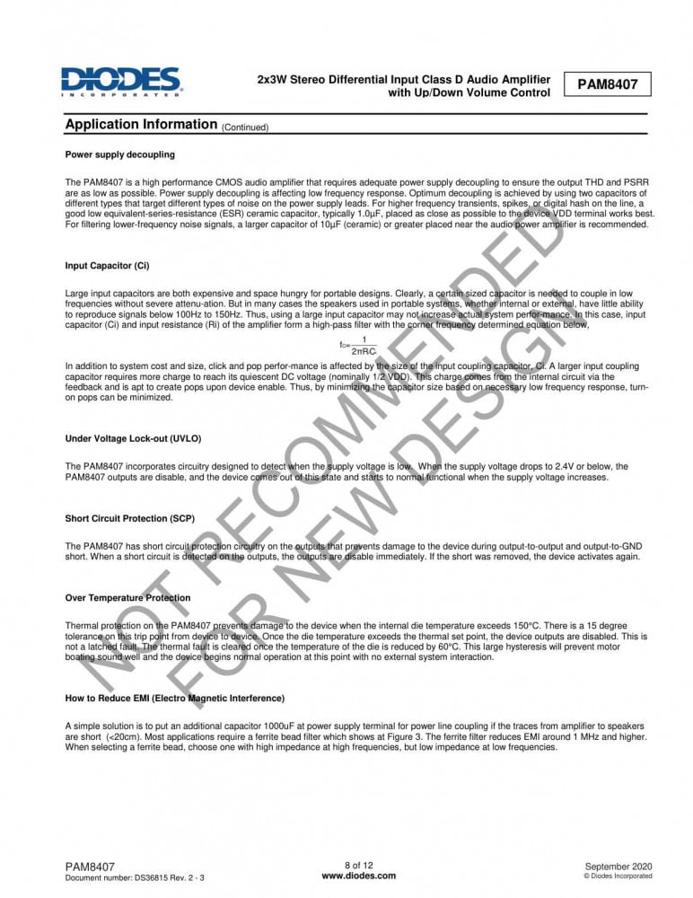 PAM8407DR datasheet page 8