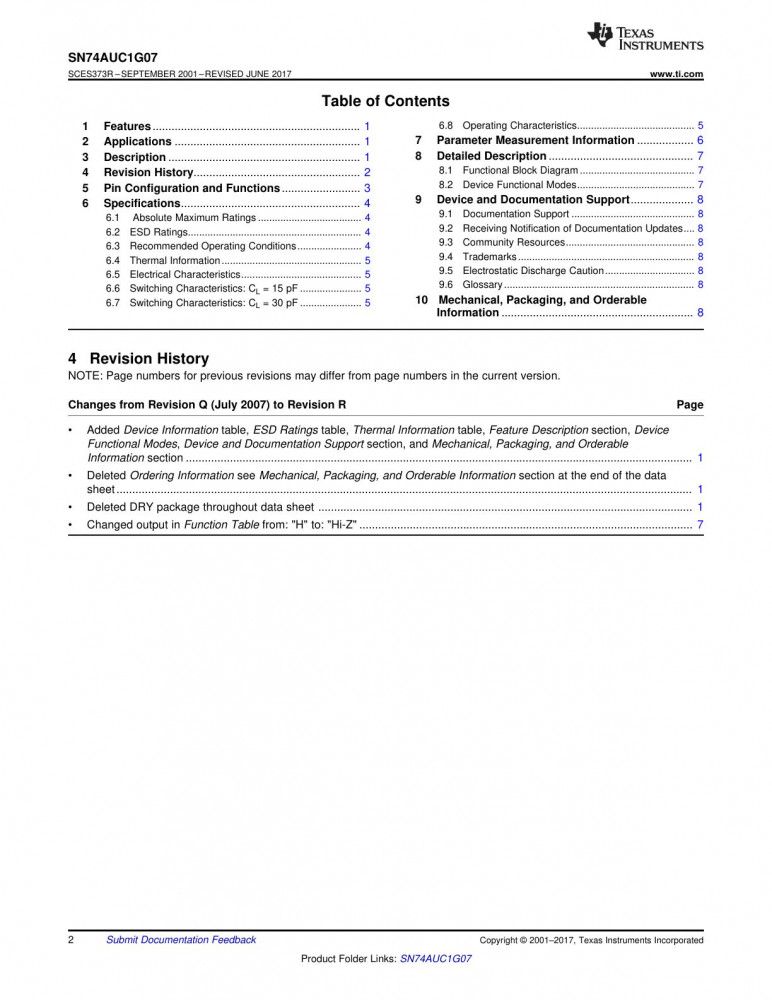 SN74AUC1G07 datasheet preview, page 2