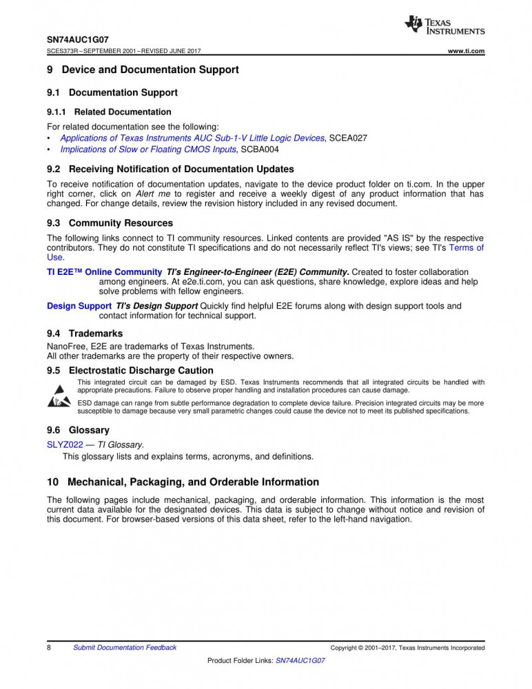 SN74AUC1G07 datasheet preview, page 8