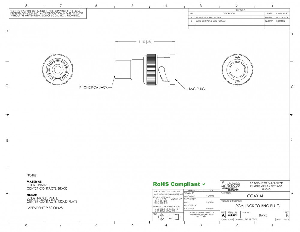 L-com BA95 technical document page