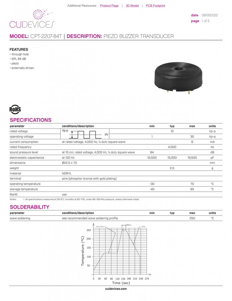 CPT-2207-84T datasheet page 1