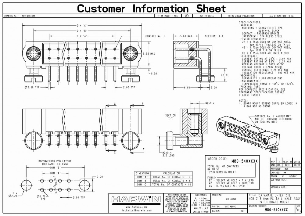 Harwin M80-5400405 technical document preview