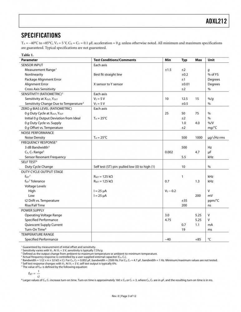 ADXL212 document page 3