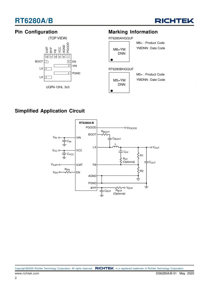 RT6280A/B datasheet page 2