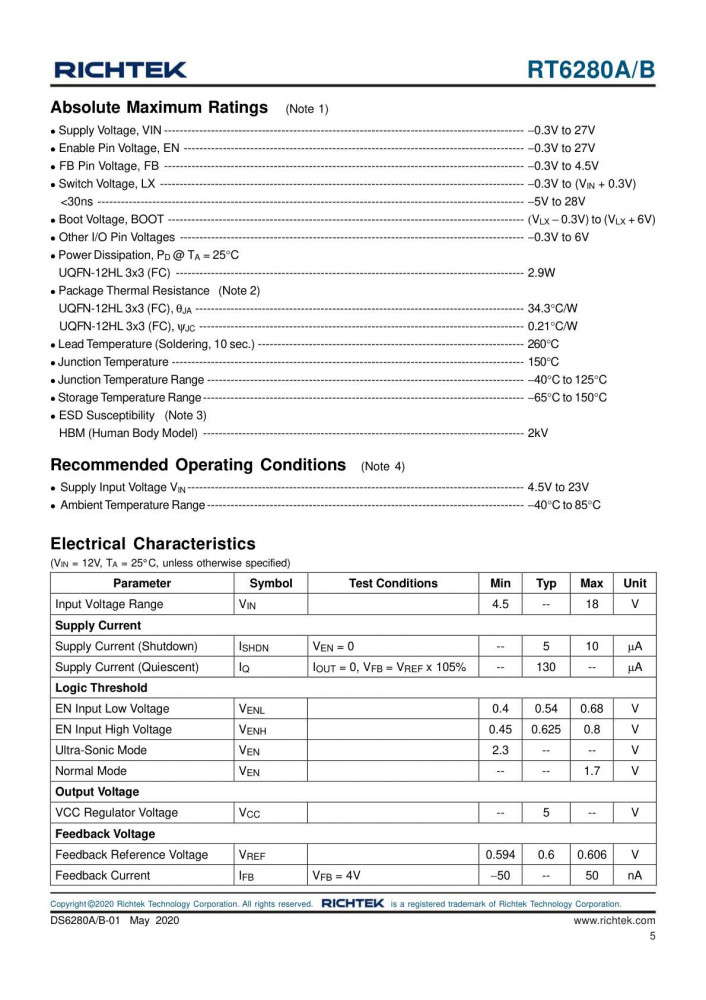 RT6280A/B datasheet page 5