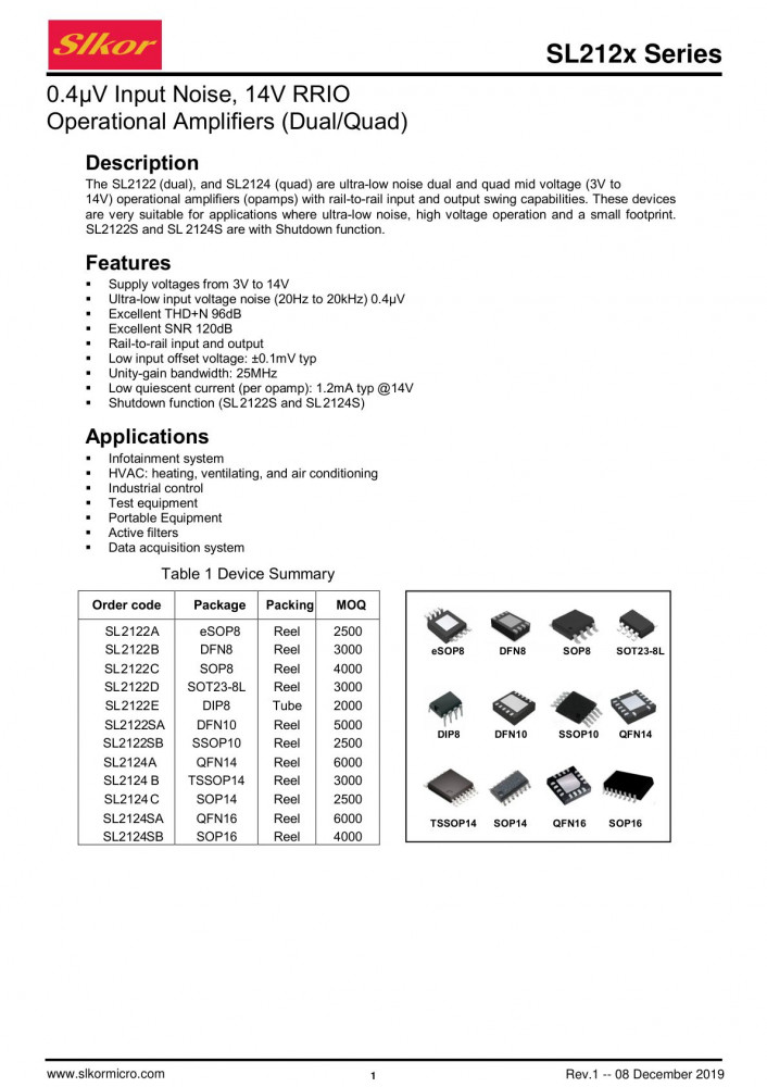 SL2122C datasheet page 1