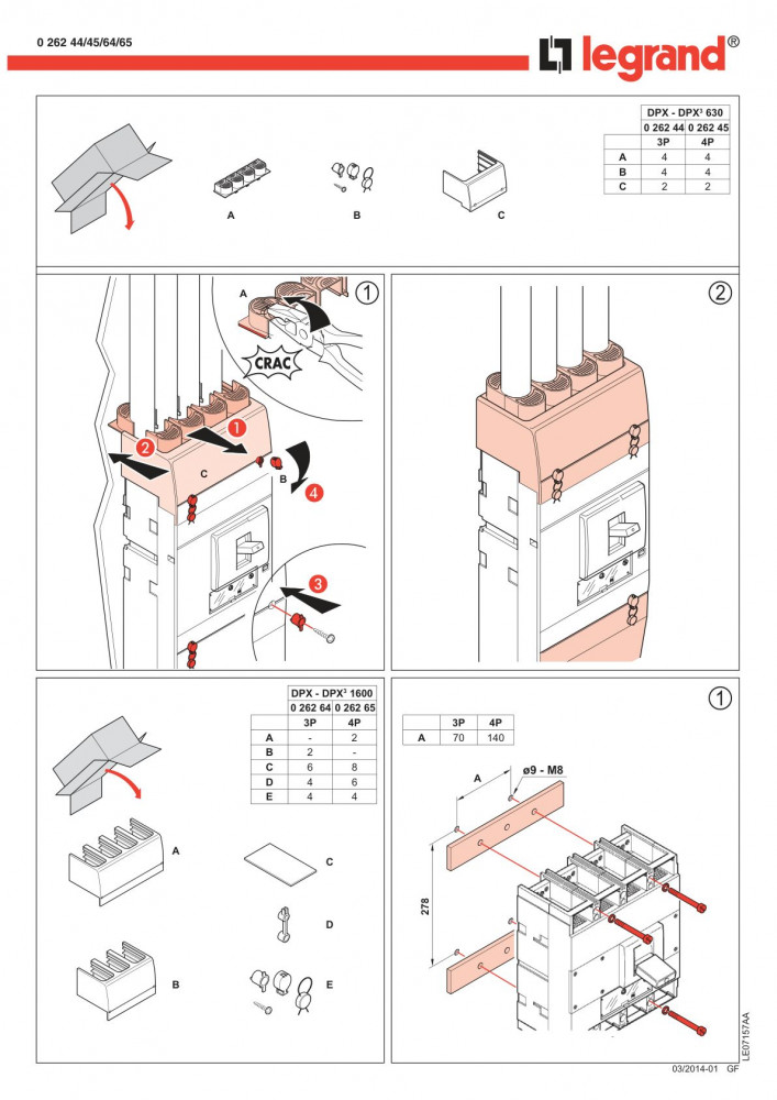 Legrand DPX–DPX³ technical document page 1 for references including 0 262 45