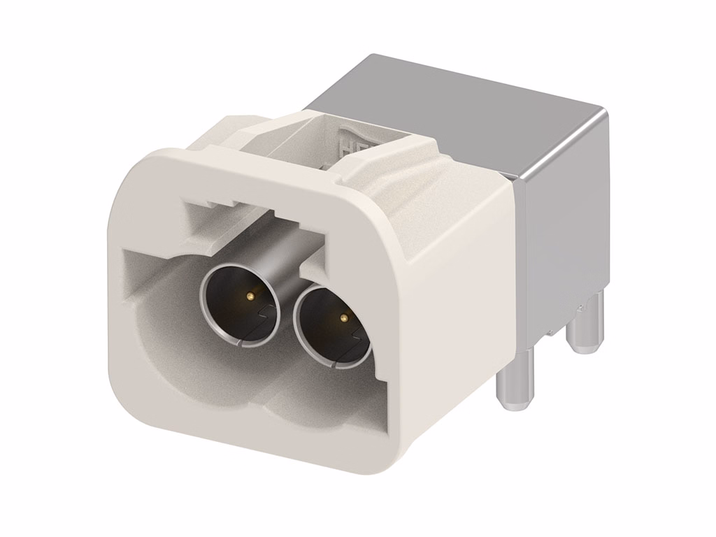 High-Speed FAKRA Mini (HFM) Dual Header, 1x2, Right-Angle, Through Hole, Key B, White, 50 Ohms for sale