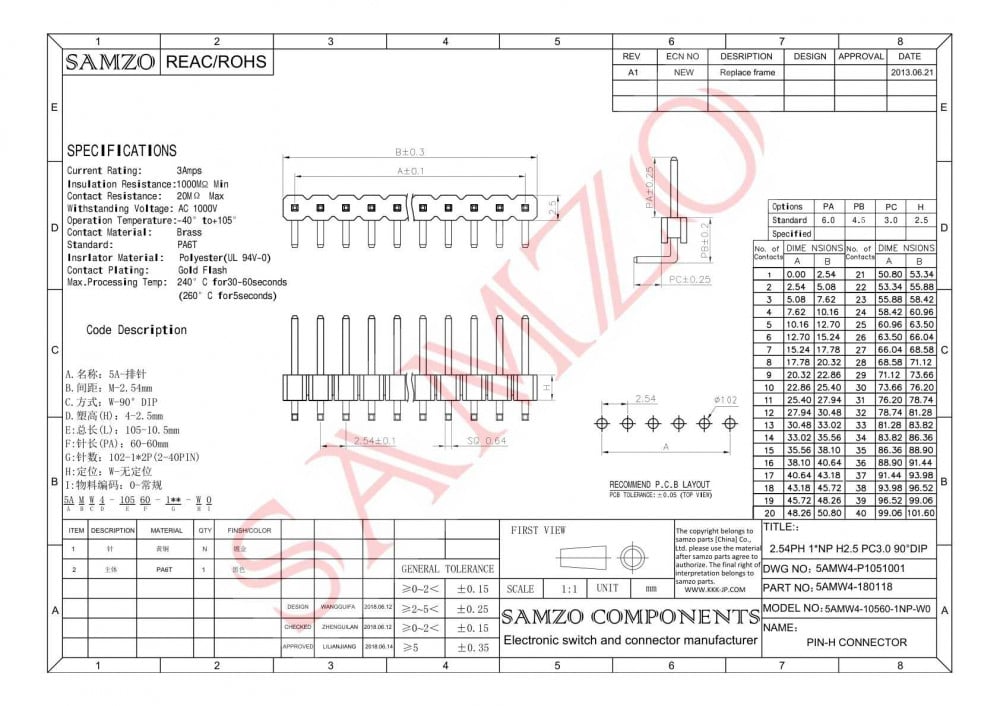 SAMZO 5AMW4-10560-102-W0 technical drawing