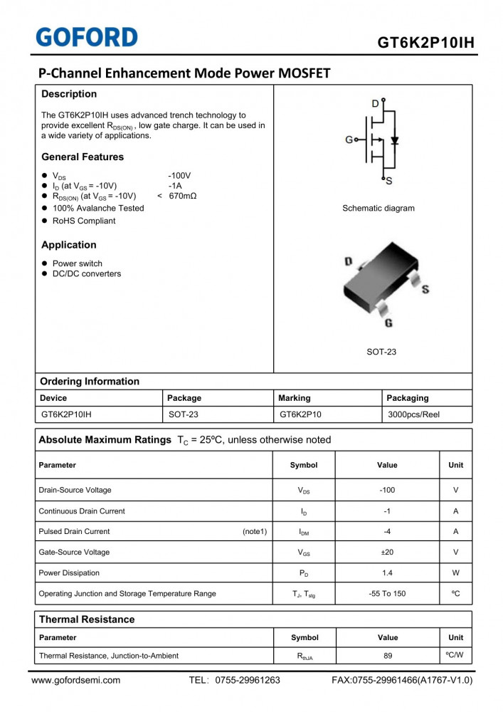 GT6K2P10IH datasheet page 1
