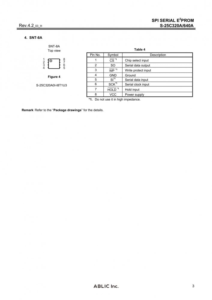 ABLIC S-25C640A0I-K8T3U3 datasheet page 3
