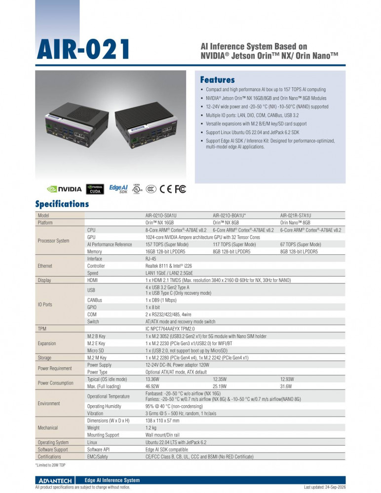 AIR-021 product documentation page 1