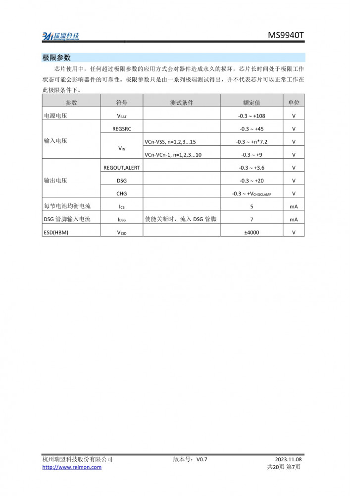 MS9940T datasheet page 7