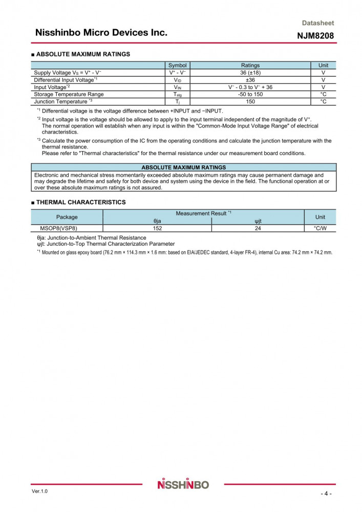 NJM8208 datasheet page 4