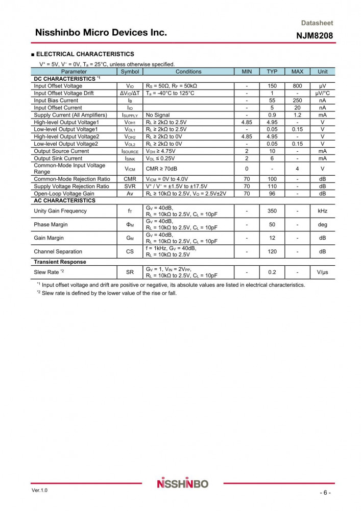 NJM8208 datasheet page 6