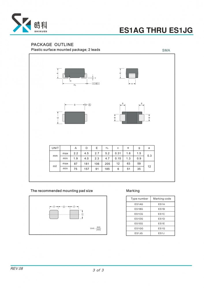 ES1GG datasheet page 3