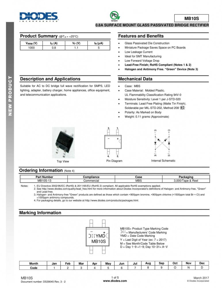 MB10S-13 datasheet page 1