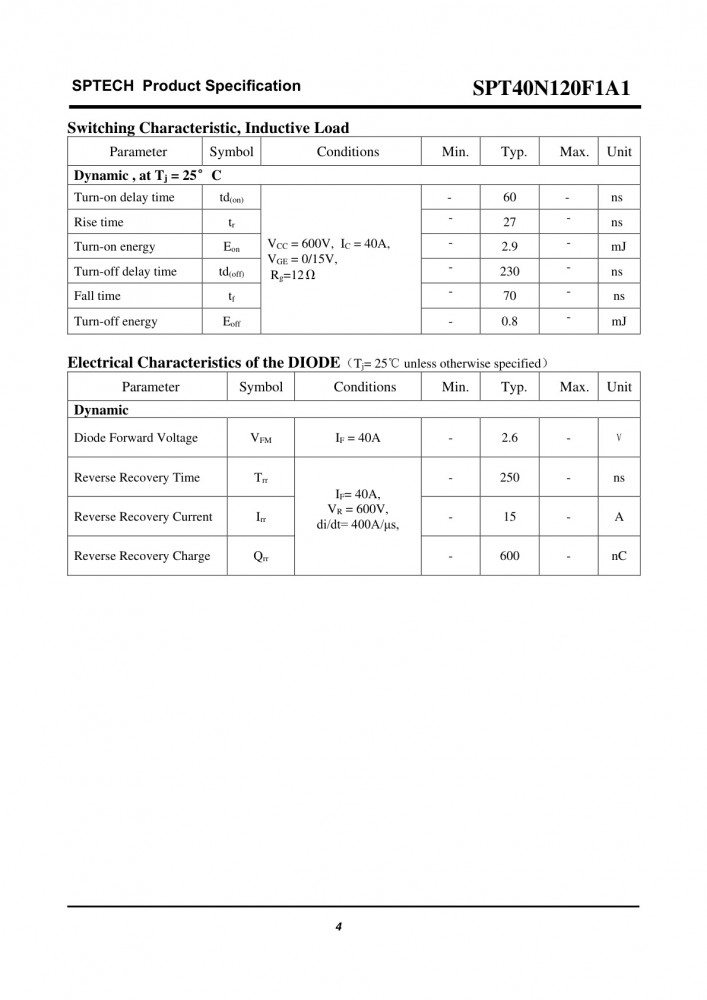 SPT40N120F1A1 datasheet page 4