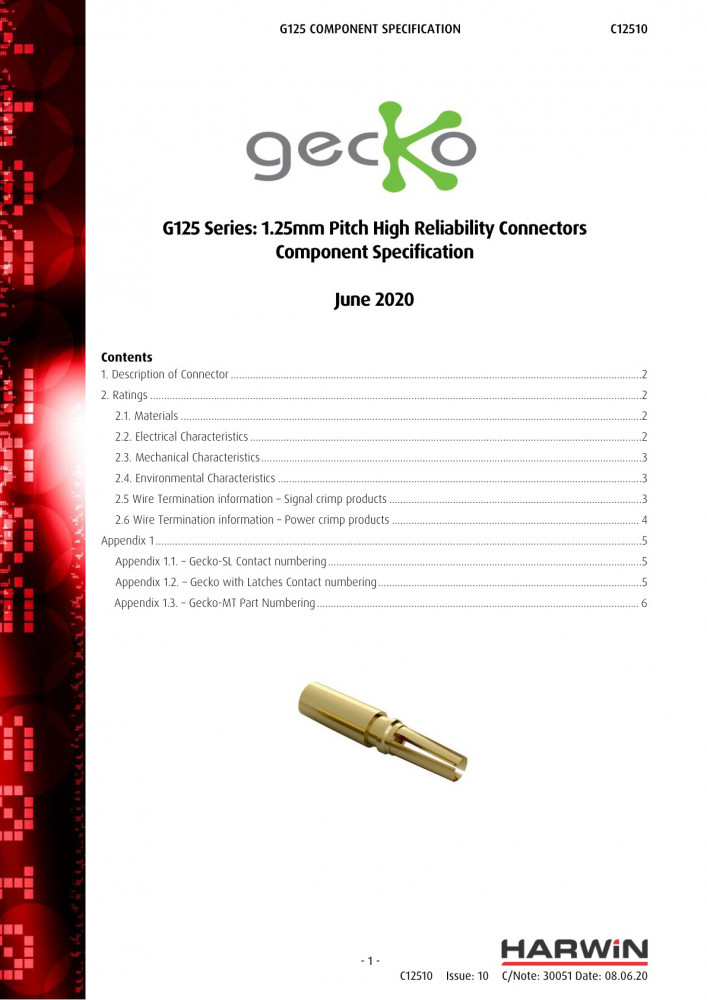 G125 series specification page 1