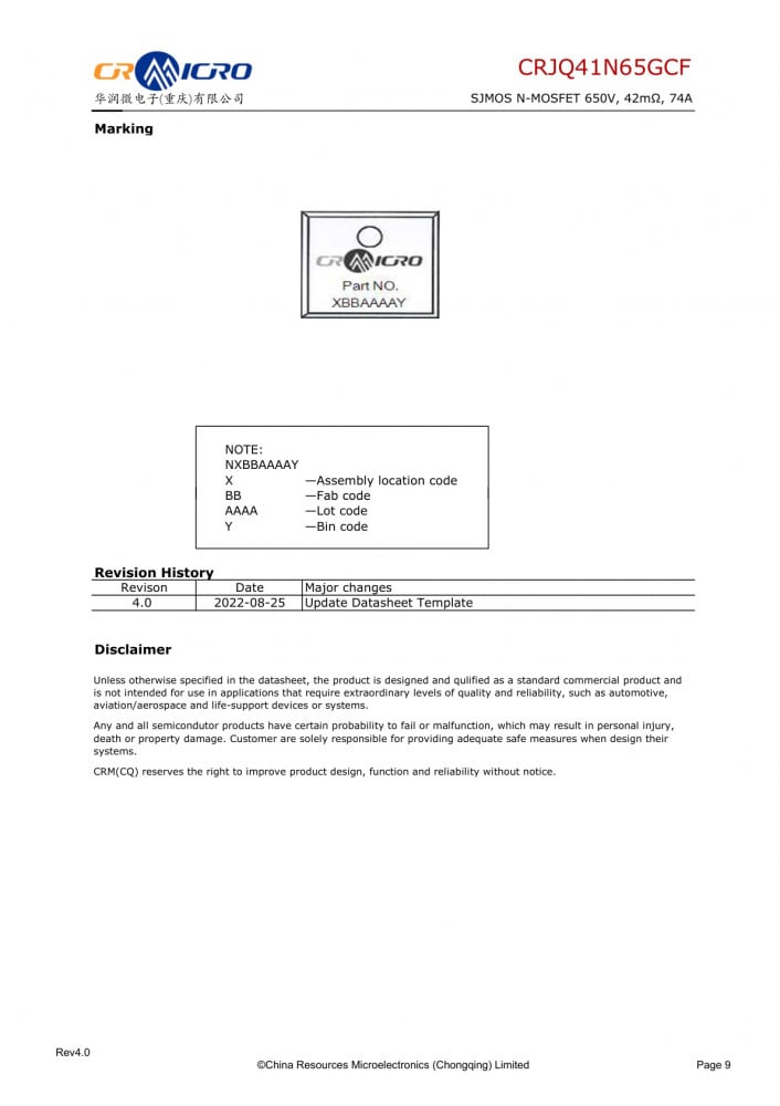 CRJQ41N65GCF datasheet page 9