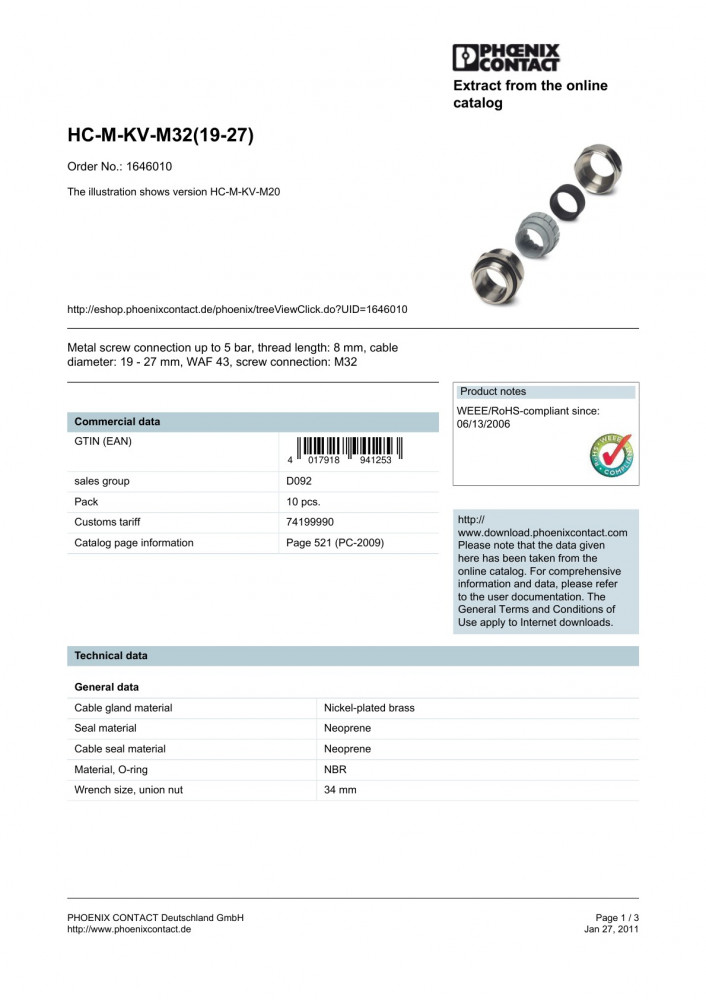 Phoenix Contact 1646010 technical document page 1