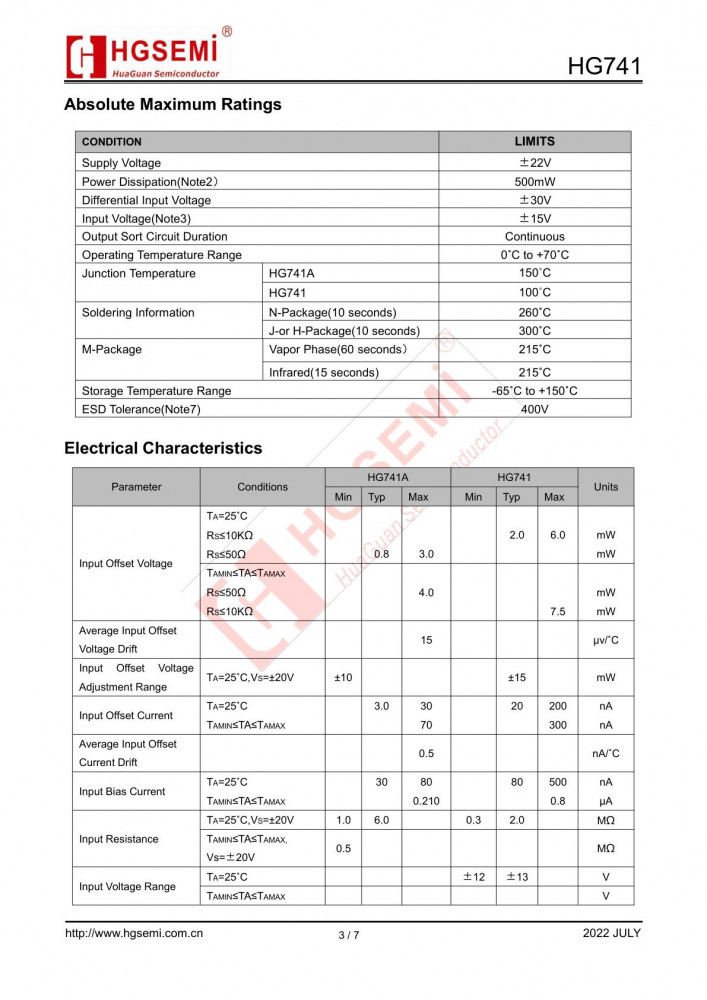 HG741 datasheet page 3