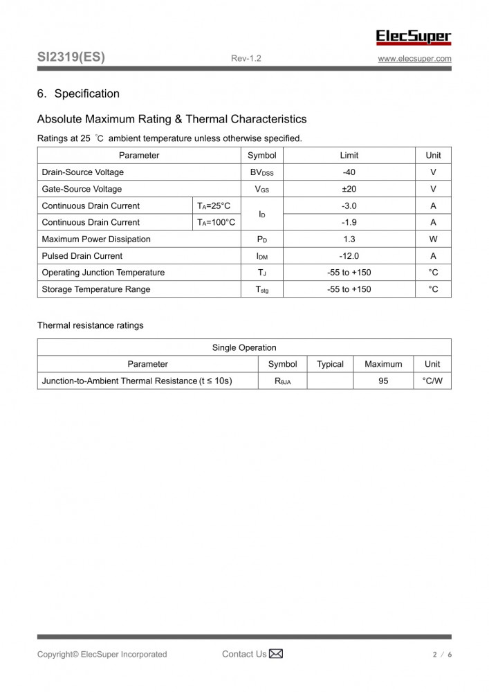 SI2319(ES) datasheet page 2