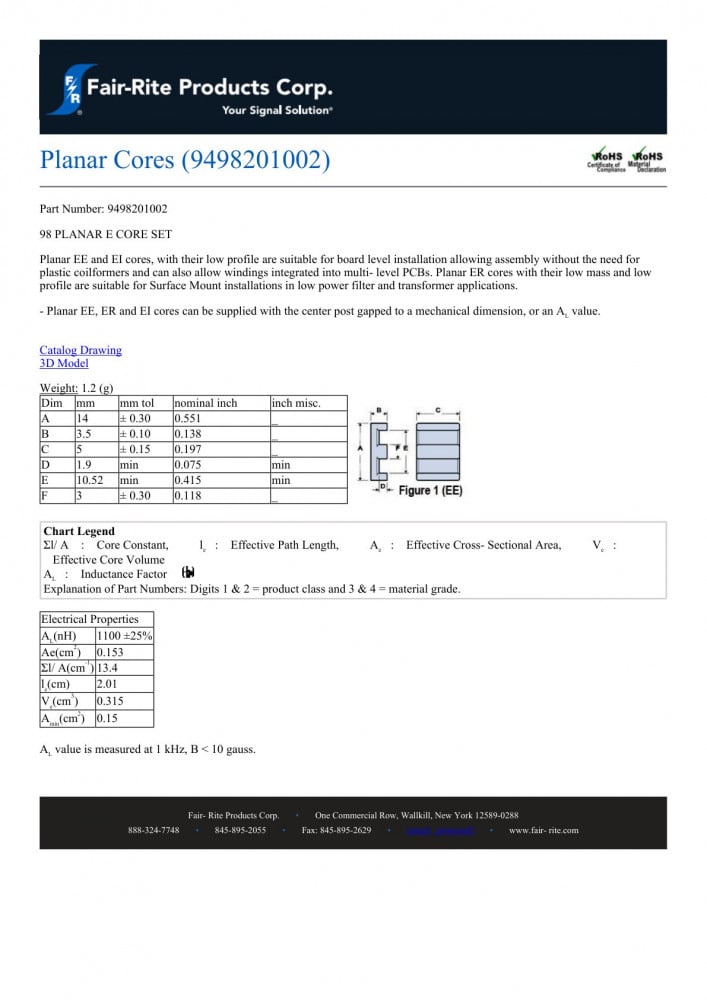 Fair-Rite 9498201002 technical drawing