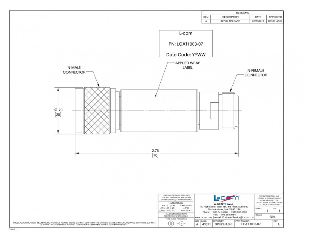 LCAT1003-07 L-com technical drawing page