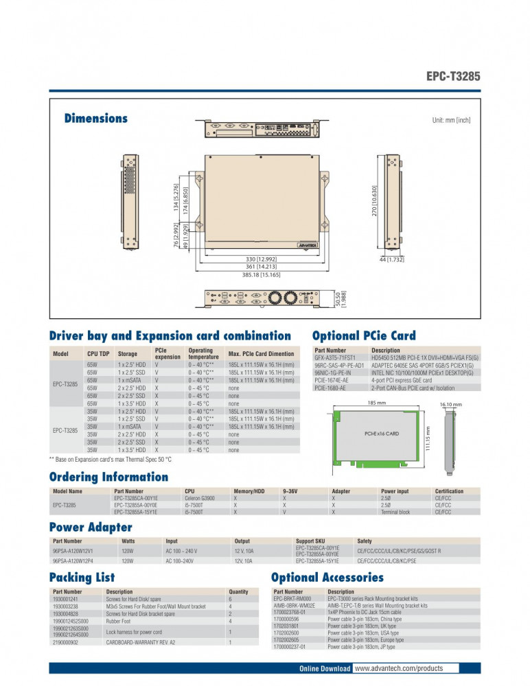 EPC-T3285 technical document page 2