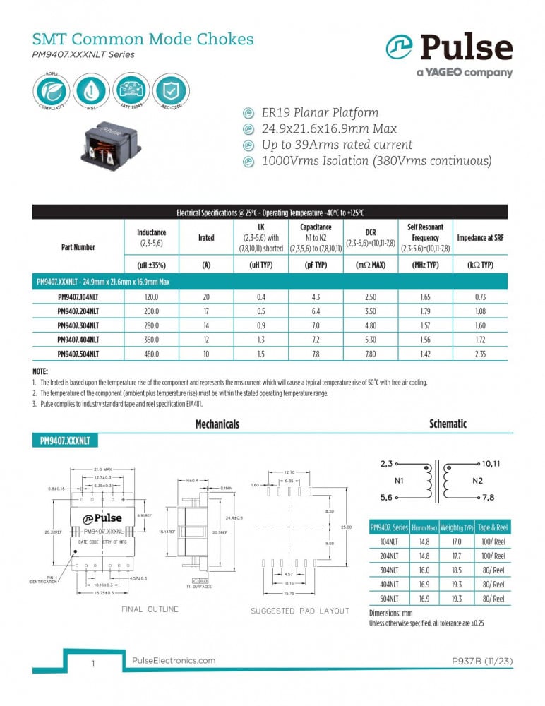PM9407.304NLT technical document page 1