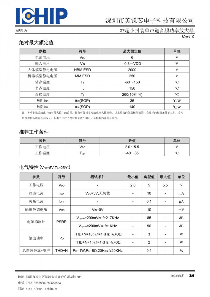 AD8107 datasheet page 3