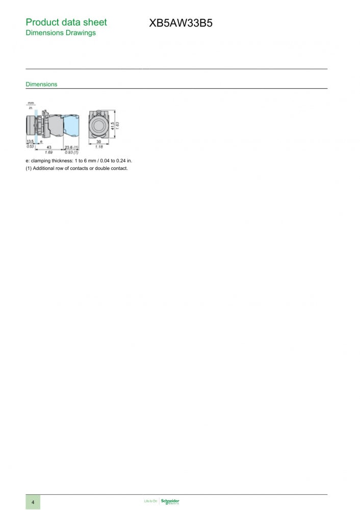 XB5AW33B5 technical document page 4