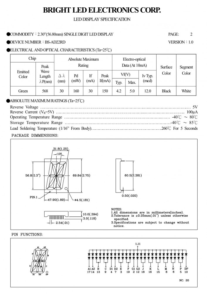 BS-AD22RD technical specification page 1